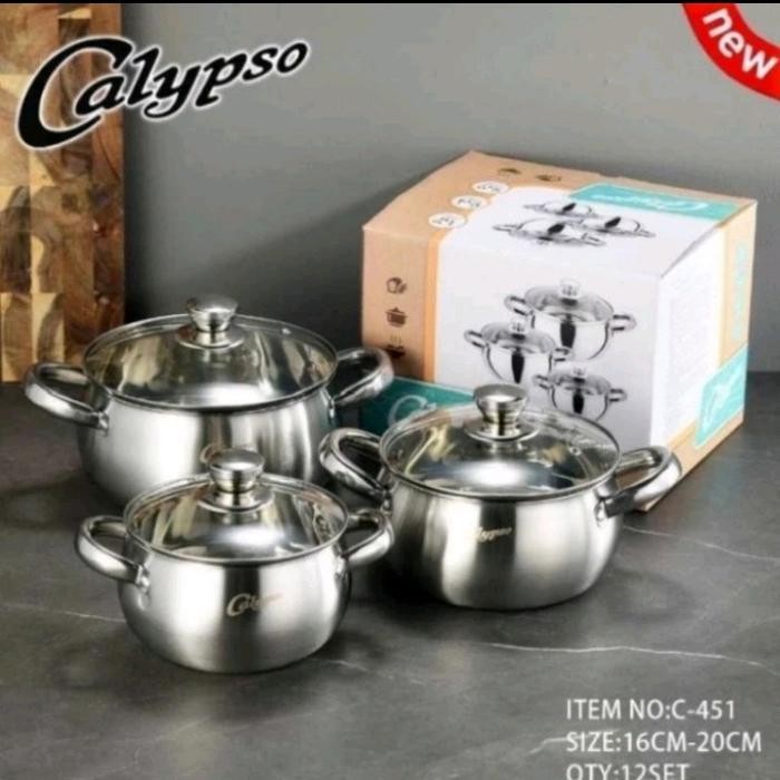 Jual PWH panci set pumpkin isi 3 stainless TEBAL ukuran 16cm 18cm 20cm ...