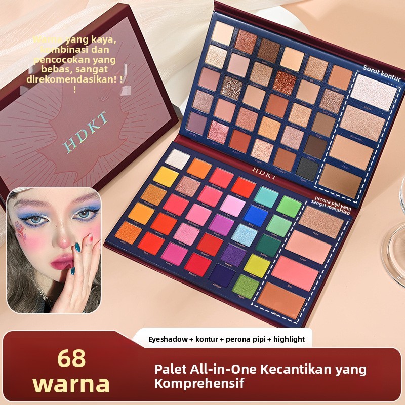 Jual Glazed Eyeshadow Mix And Match 68 Color Contour Blush Palette ...