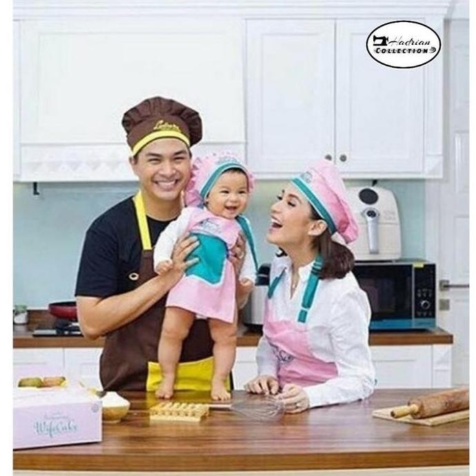 Jual Celemek Apron Topi Koki Kombinasi Warna - Soft Pink Dan Coklat ...