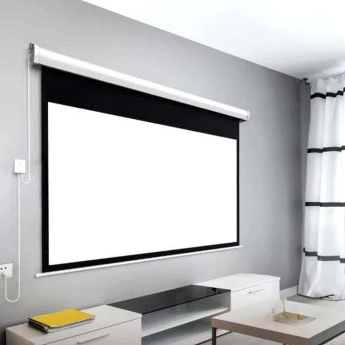 Jual DB251 }} Screen Projector Motorized 180 Inch - Layar Proyektor 180 ...