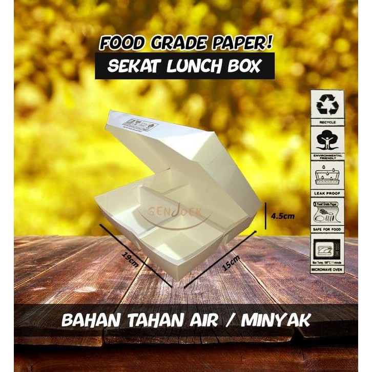 Jual Paper Lunch Box Sekat 4 - Box Kertas / Food Grade Paper - White ...