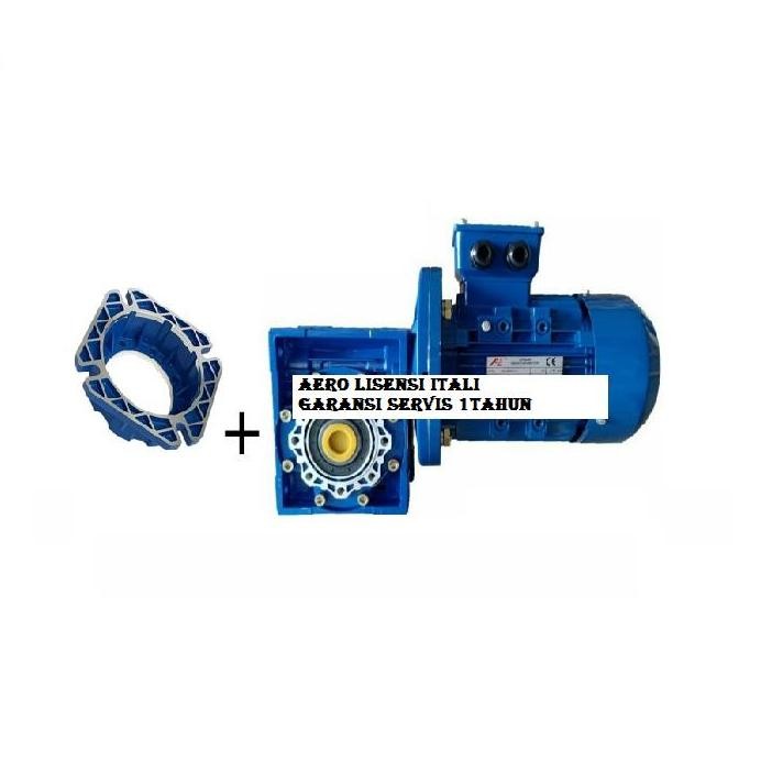 Jual WORM GEAR MOTOR NMRV 075 RATIO 1/20-100 1HP 380V + outpu flange FA | Shopee Indonesia