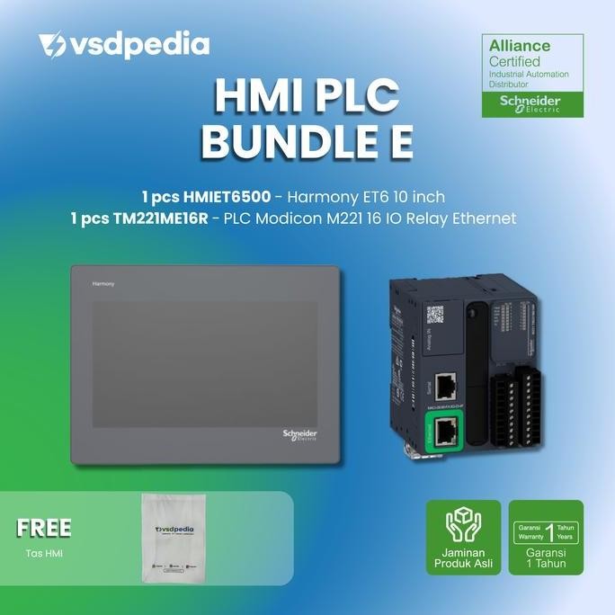 Jual BUNDLE SCHNEIDER HMI EASY TOUCH PANEL 10INC HMIET6500 + CONTROLLER ...