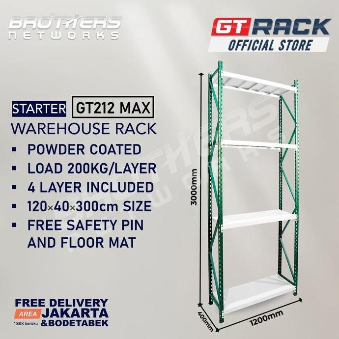 Jual RAK GUDANG BESI GT RACK GT212 MAX WAREHOUSE RACK 200KG TINGGI 4 ...