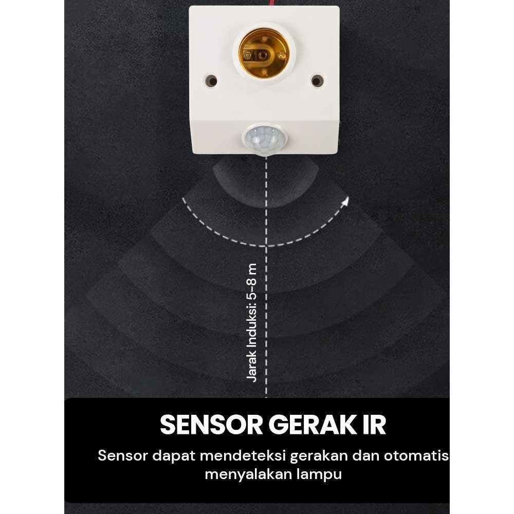 Jual Fitting Lampu Bohlam Sensor Gerak Infrared Motion 240V 25W E27 ...