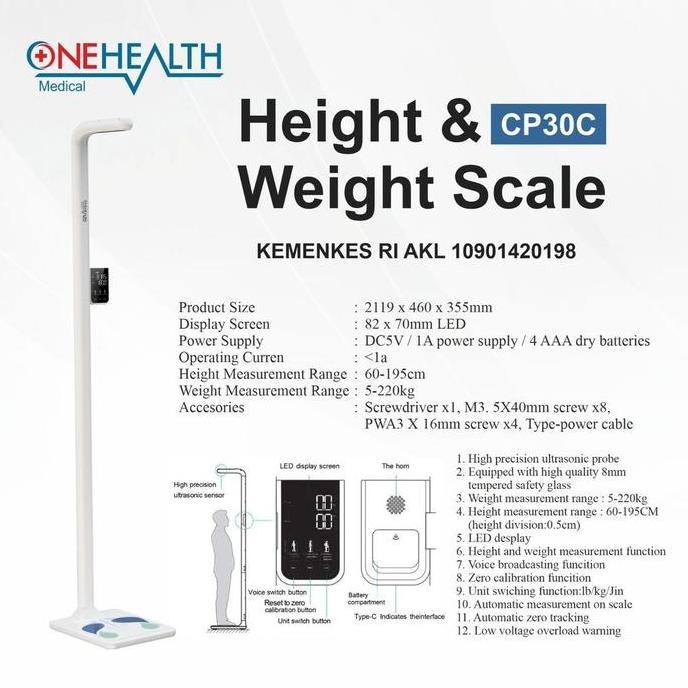 Jual Onehealth Cp30c Timbangan Digital Height & Weight Scale ...