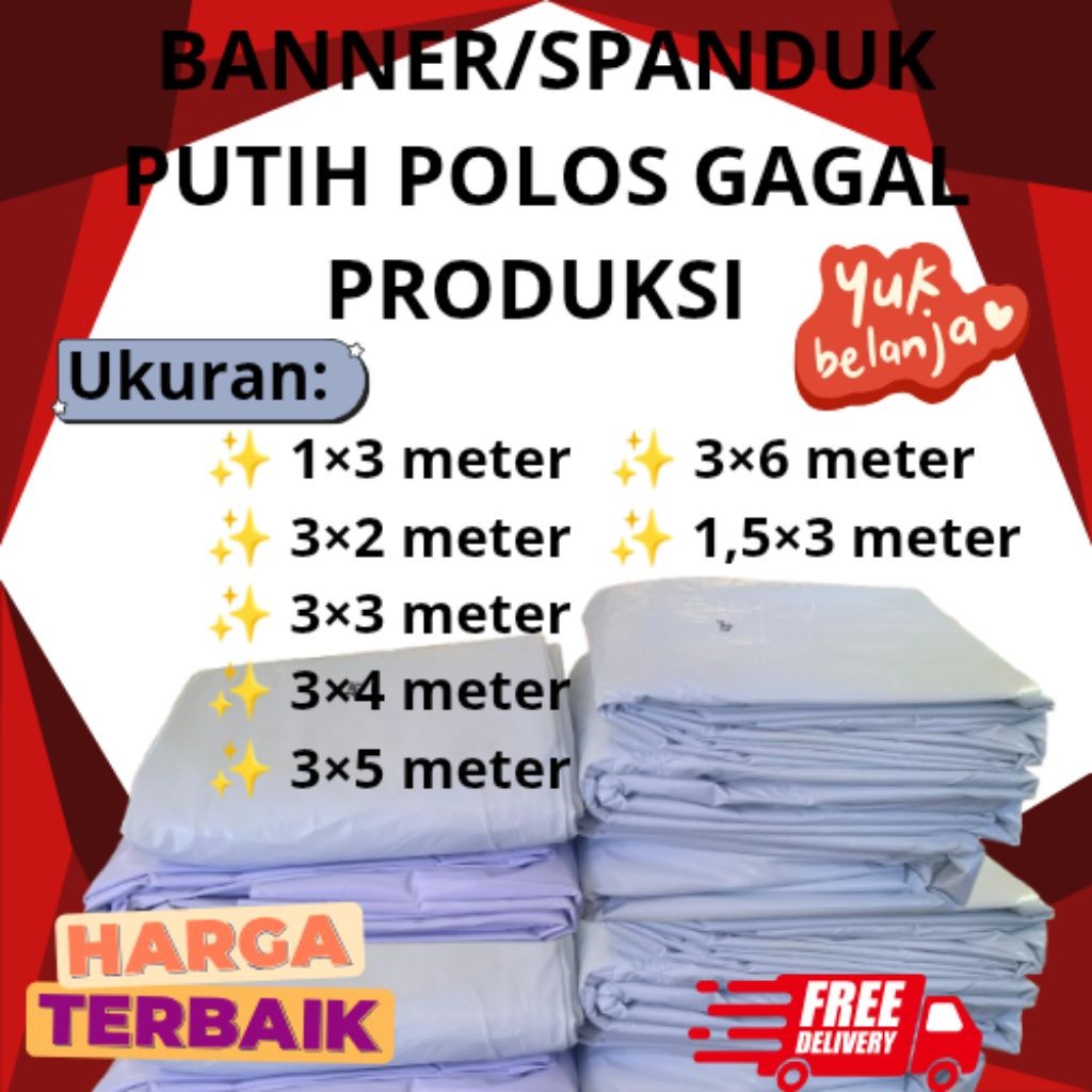 Jual BANNER/SPANDUK PUTIH POLOS GAGAL PRODUKSI 3×5 METER | Shopee Indonesia