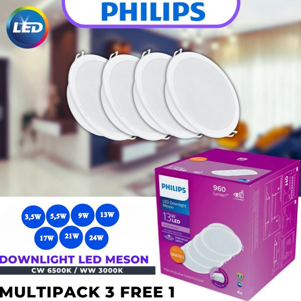 Jual PHILIPS Downlight MESON Multipack 3,5W 5W 9W 13W 17W 21Watt 24 ...