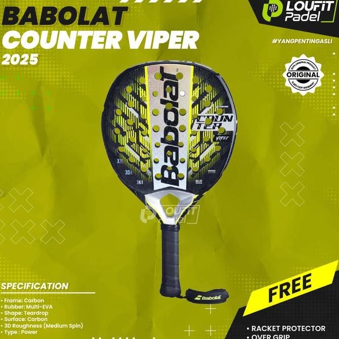 Jual Promo Racket Padel BABOLAT COUNTER VIPER (2025) 3K Carbon Original ...