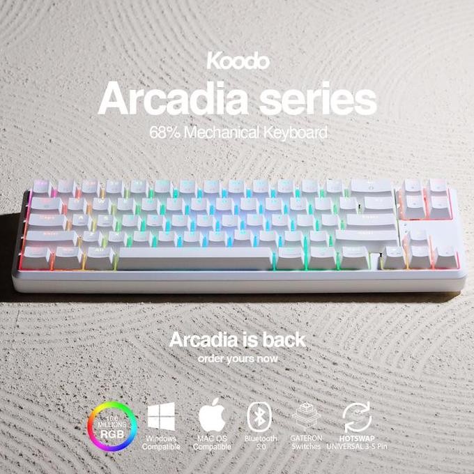 Jual KOODO Arcadia 68% Layout Mechanical Keyboard Gateron| White Case ...