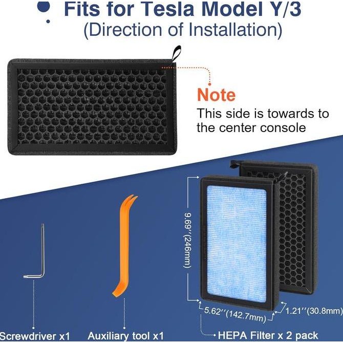Jual Air Filter For Tesla Model 3 Model Y 2017-2024 2025 HEPA Activated ...