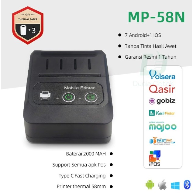 Jual Printer Mini Bluetooth tanpa kabel Murah Portable Bisa dibawa ...