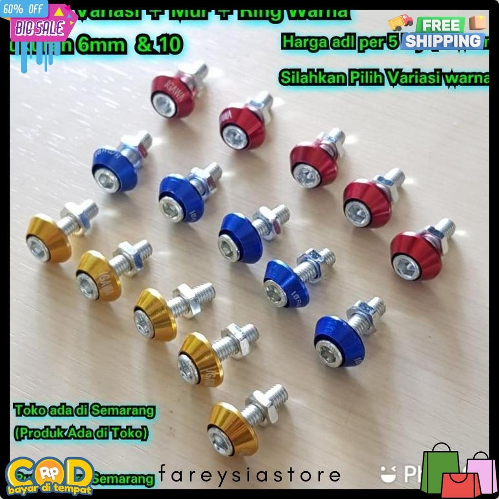 Jual Cusss Serbu! Baut L 10 Variasi Ring Dan Mur Variasi Isi 5 Pcs ...
