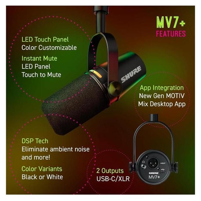 Jual Shure Mv7 / Mv 7 / Mv7X Xlr / Mv7 X / Mv 7X / Mv7+ / Mv7 + / Mv7 ...