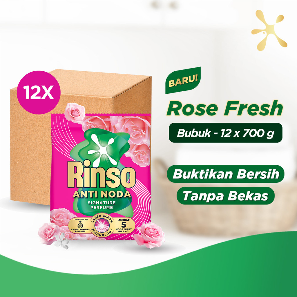 Jual Rinso Molto Anti Noda Detergen Bubuk Rose Fresh 700g (Isi 12 ...