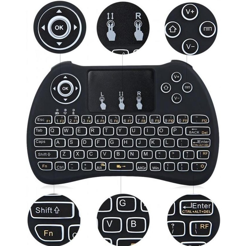 Jual H9-L Mini Hand-held Wireless QWERTY Keyboard with Backlight ...