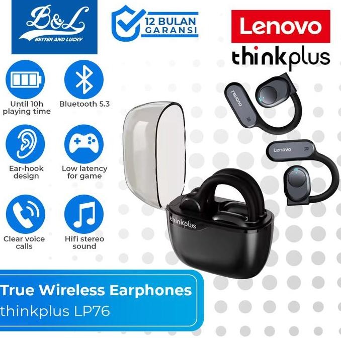 Jual LENOVO Thinkplus LP76 Ear-hook TWS Wireless Earphone Bluetooth 5.3 ...