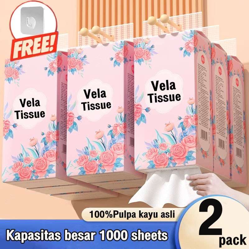 Jual [2 PAK] 3 PLY, 1000 SHEETS TISSUE GANTUNG VELA Tissue Elegan ...