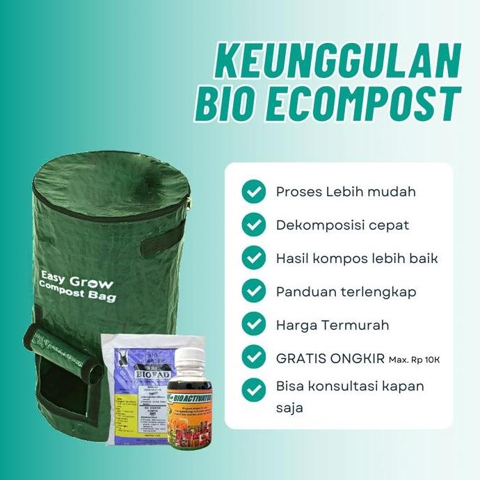 Jual Bio Ecompost Paket Komposter Lengkap Compost Bag 80 Liter Easy ...