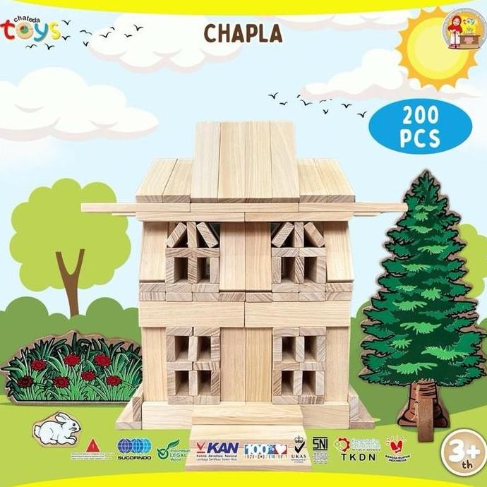 Jual Chapla (Chateda Kapla) Natural 200 pcs Mainan Edukasi Konstruktif ...