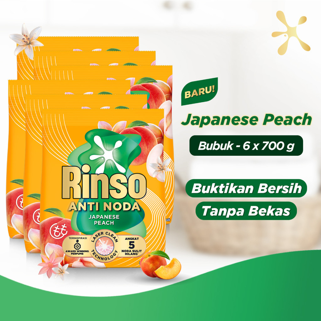 Jual Rinso Baru Detergen Bubuk Varian Japanese Peach 700g x6 | Shopee ...