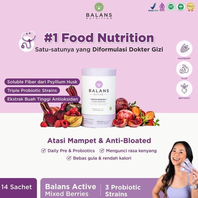 Jual Balans Active Mixed Berries Fiber & Probiotics Drink - Isi 14 ...
