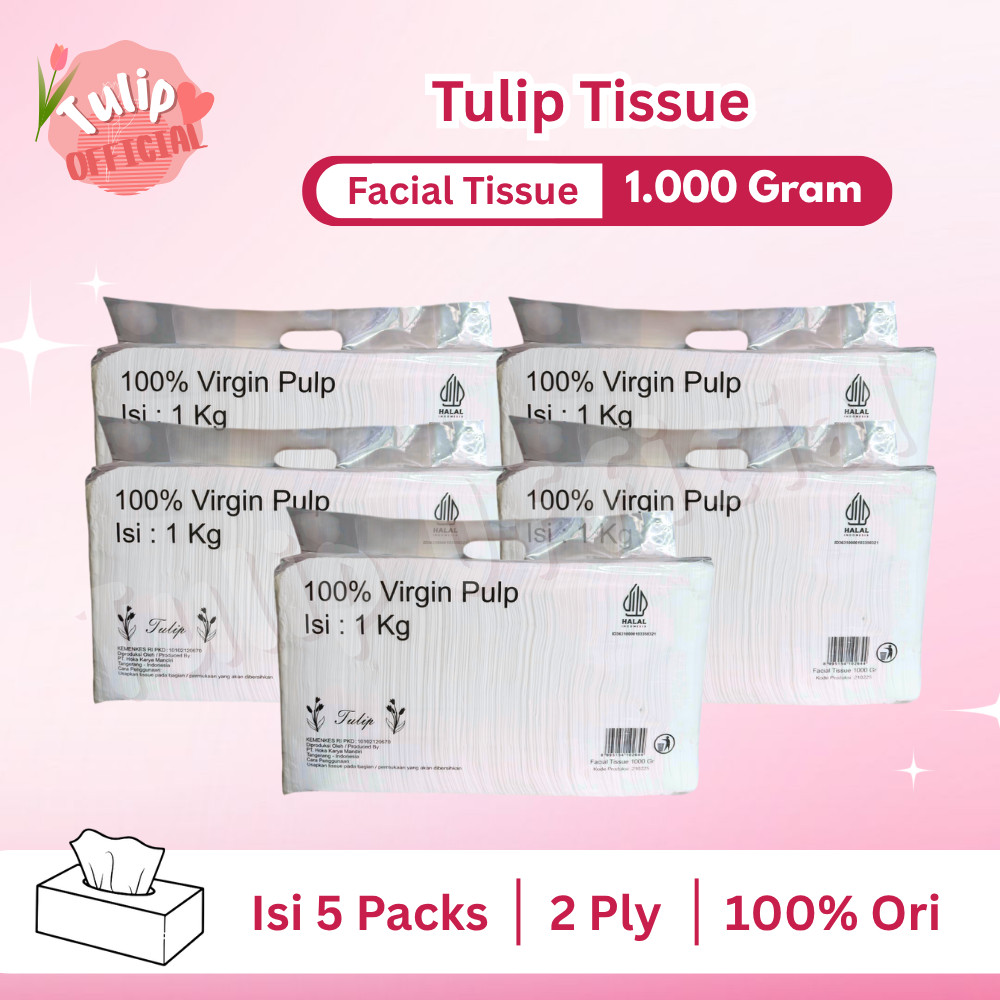 Jual PAKET HEMAT 5 Packs Facial Tissue TULIP 1000 Gram 2 Ply | Best ...