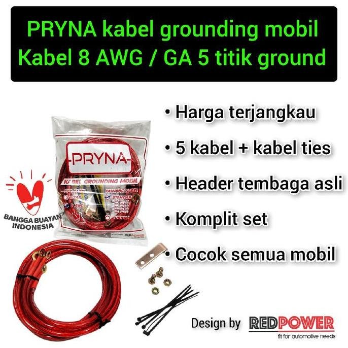 Jual Promo PRYNA kabel grounding mobil 8 awg 5 titik universal semua mobil header ground kepala ...