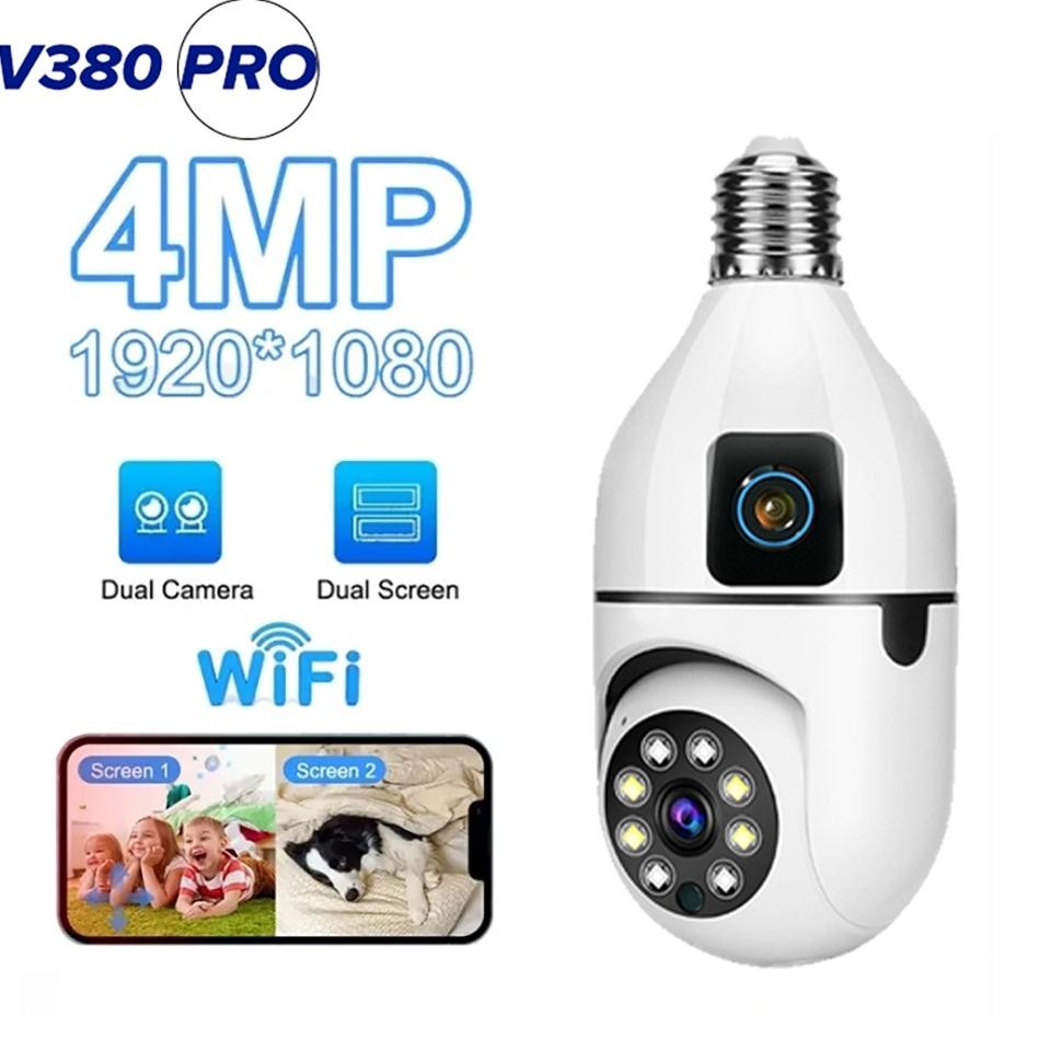 Jual V380 Pro Kamera CCTV Bohlam Lensa Ganda Jarak Jauh 1080P WiFi ...