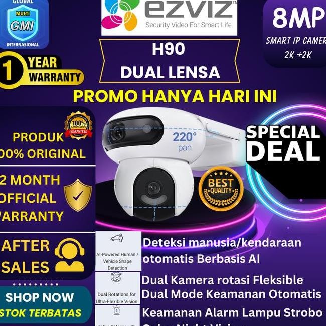 Jual Ezviz H90 Dual Lens 2K 8Mp Ip Camera Smart Home Dual Lensa 360 ...