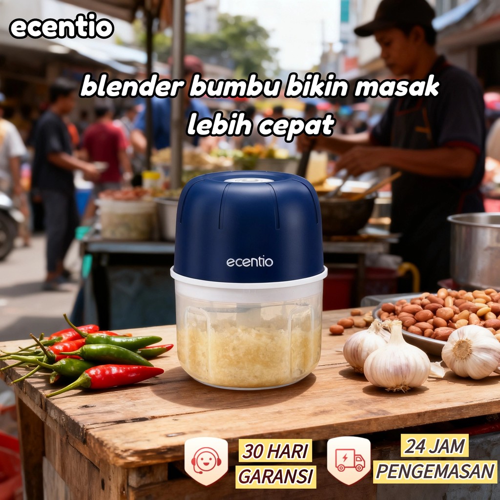 Jual ecentio Mini Chopper Blender 6 Pisau 250ml Biru Alat Dapur ...