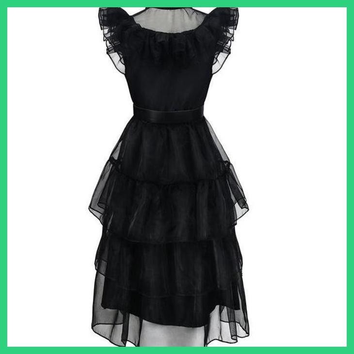 Jual READY CC-63 WEDNESDAY ADDAMS ADAM PROM NIGHT BLACK DRESS COSPLAY ...