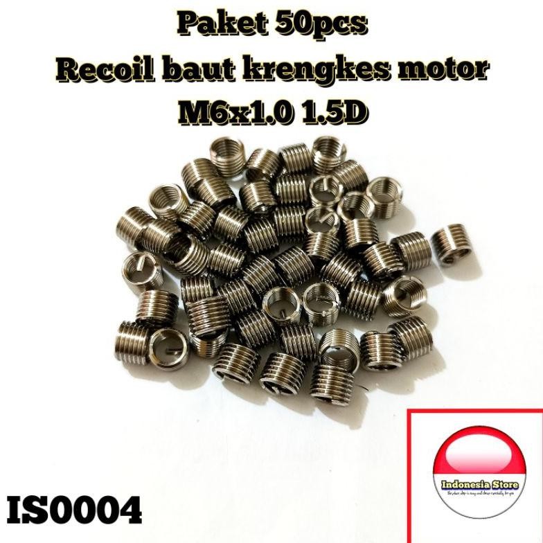 Jual paket 50pcs recoil m6x1.0 1.5 D recoil baut krengkes motor baut 10 ...