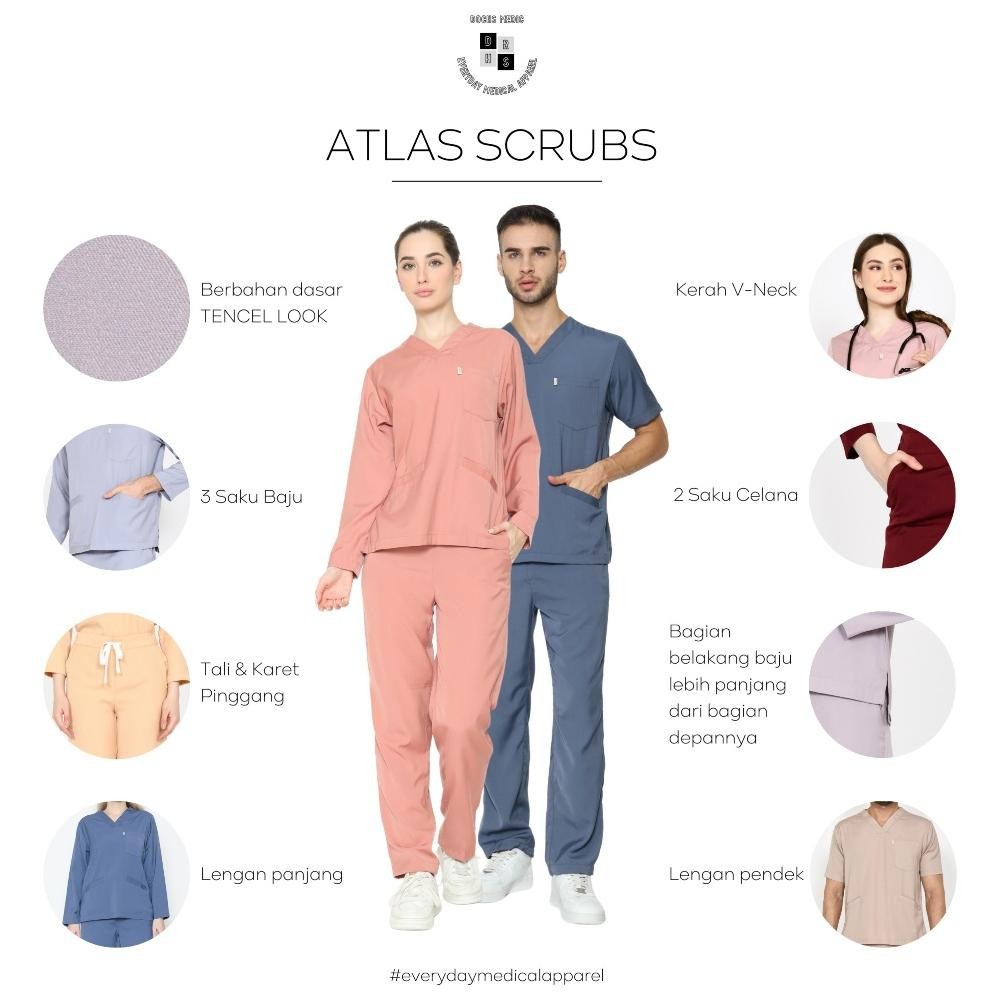 Jual Special Atlas Scrubs Medis / Baju Ok / Baju Jaga Lengan Panjang ...