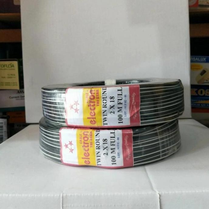 Jual Promo kabel TR twin round 100 meter 2x18/ kabel listrik hitam ...