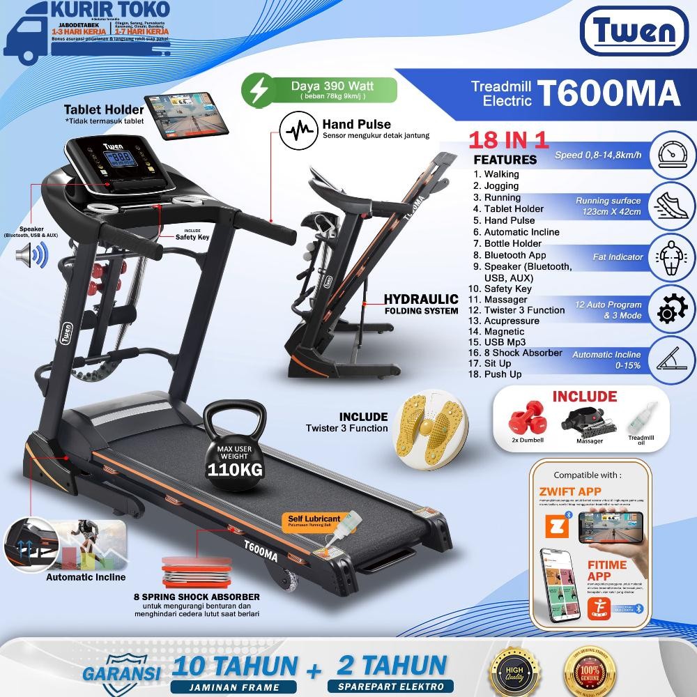 Jual TWEN T600MA Treadmill Listrik Treadmill Portable Treadmill ...