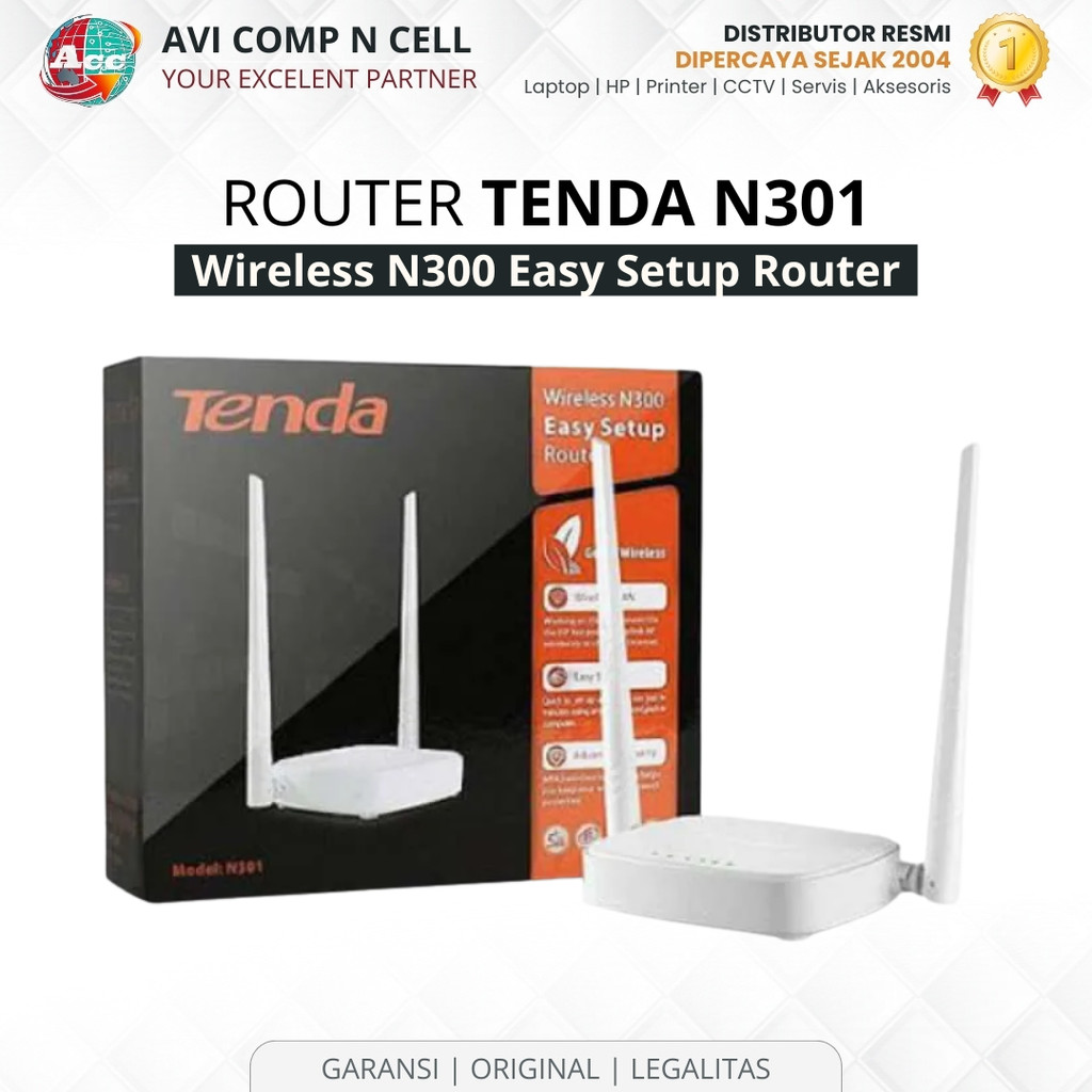 Jual ( 10 Pcs ) TENDA N301 Router Wireless 300Mbps Easy Setup Router ...