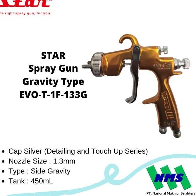 Jual STAR Spray Gun Gravity Type EVO-T-1F-133G Nozzle 1.3mm YAN ...