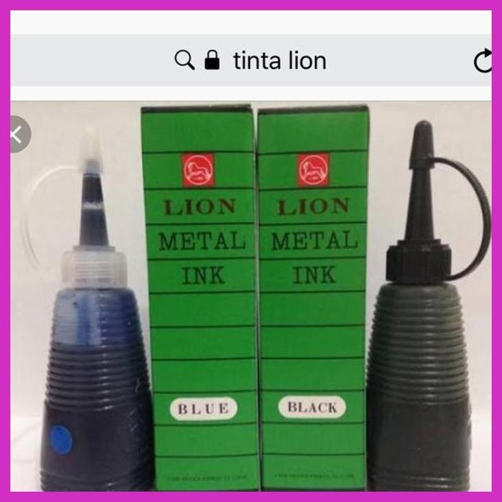 Jual (SEKOLAH) TINTA LION METAL INK WARNA MERAH / BIRU / HITAM PER ...