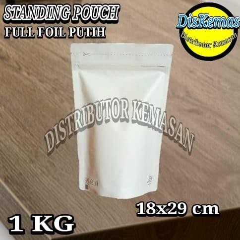 Jual Standing Pouch Full Foil Putih Doff Zipper 1 Kg | Shopee Indonesia
