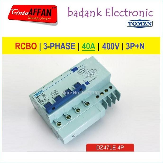 Jual Promo 3-Phase RCBO C40 40A 400V 3P+N Residual Current Leakage Circ ...