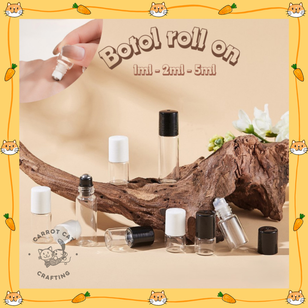 Jual Botol Roll On Kaca Bening / Tutup Plastik Hitam & Putih / Ukuran ...