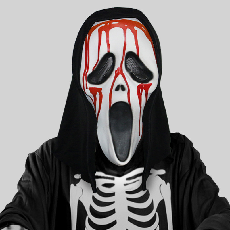 Jual Scream Mask Horror Bleeding Headgear Abnormal Horror White Ghost ...