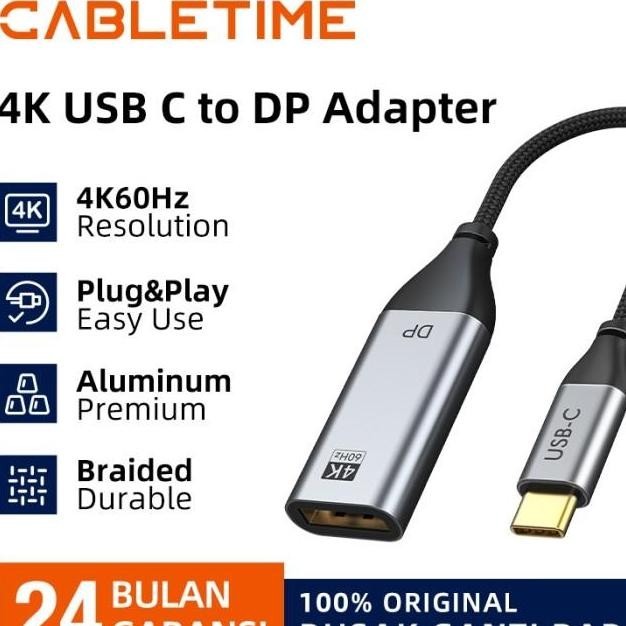 Jual Cabletime Converter Usbc To Displayport Mini Dp Female 4K ...