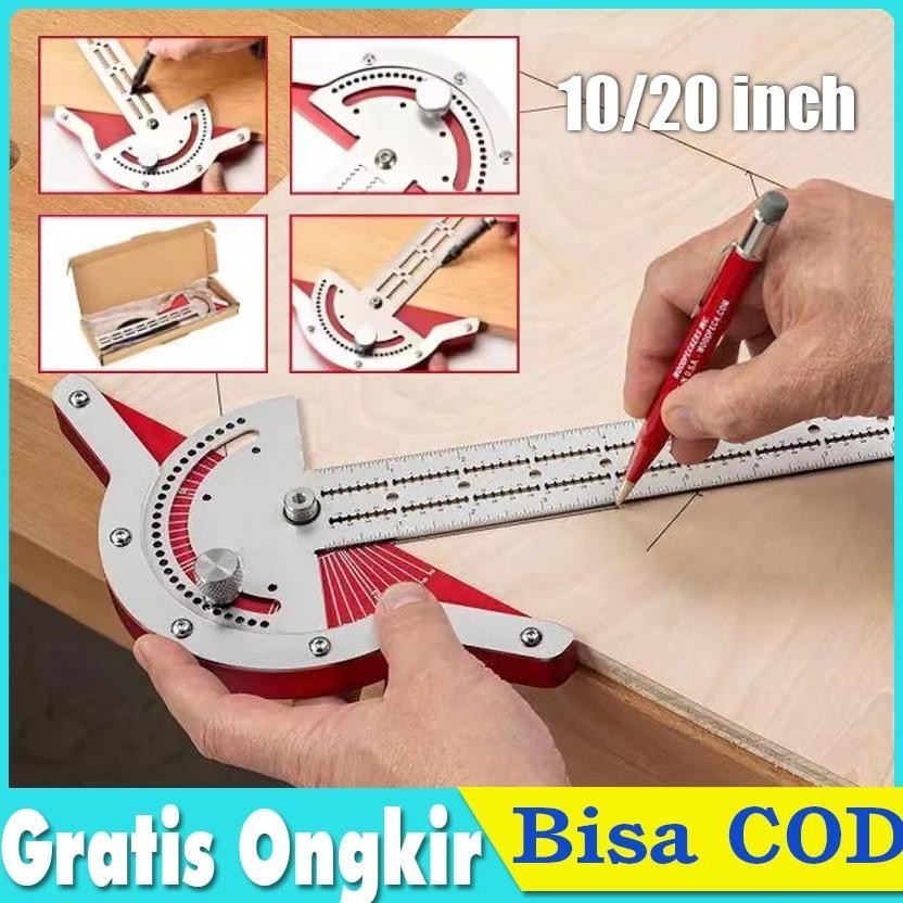 Jual Penggaris Sudut Stainless 1020 Inch Alat Ukur Presisi untuk Tukang ...