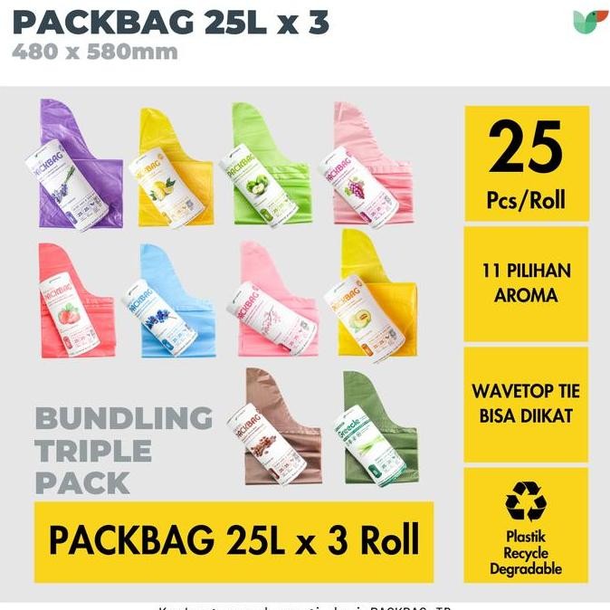 Jual TERLARIS - PACK Packbag 2L, Kantong Sampah Wangi Degradable un 2L ...