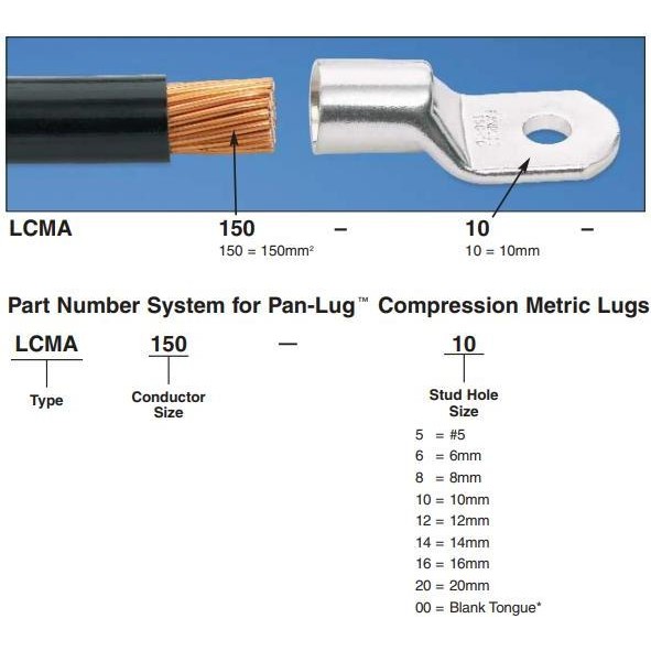 Jual LCMA95-12-L Copper Compression Connectors - Metric Lugs Panduit ...