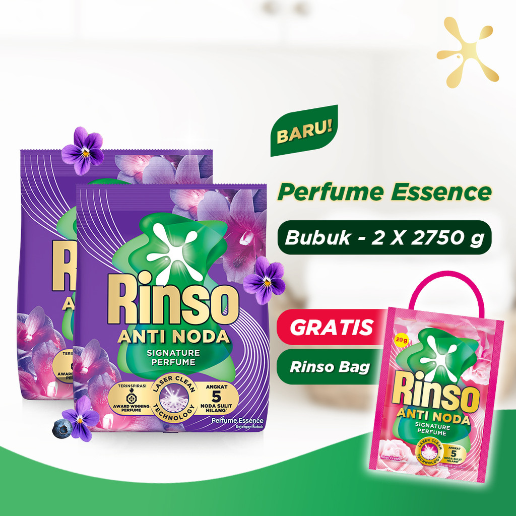 Jual Beli 2 Rinso Perfume Essence Bubuk 2.7kg Gratis Rinso Bag | Shopee ...
