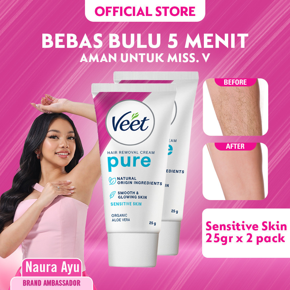Jual [PAKET ISI 2] Veet Sensitive Pure Formula Aloe Vera 25gr Hair ...