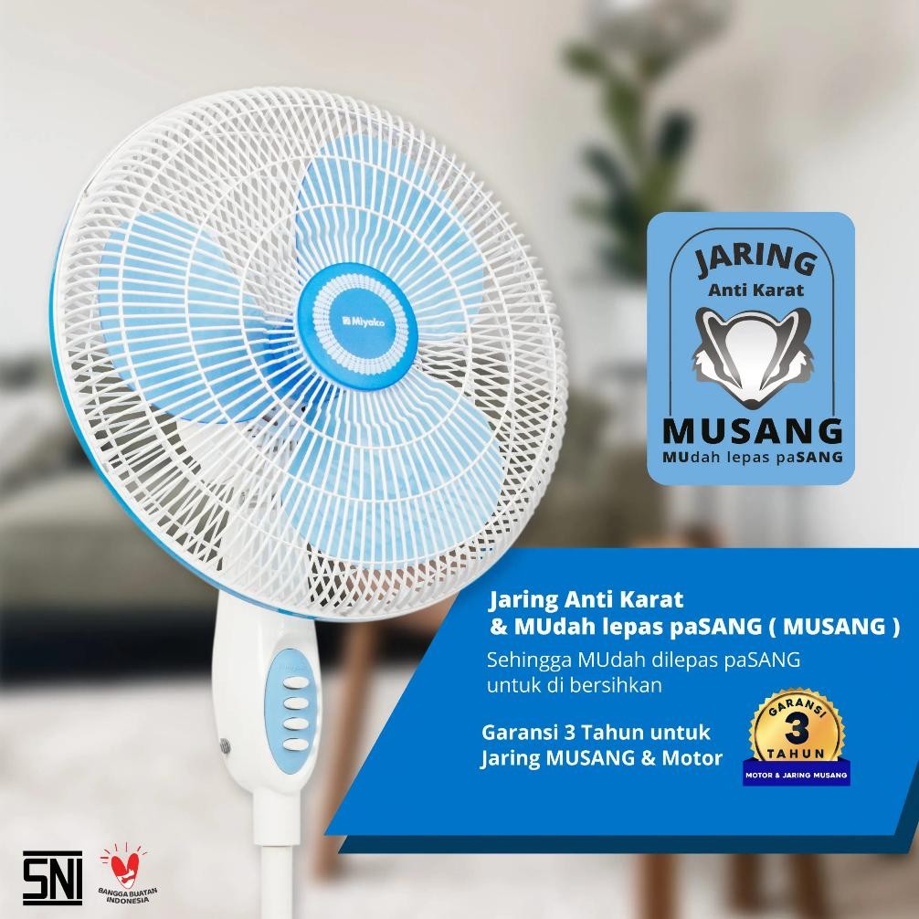 Jual Miyako Kipas KAS-1618 B PL BIRU Standing stand Fan 16' Inch Kipas ...